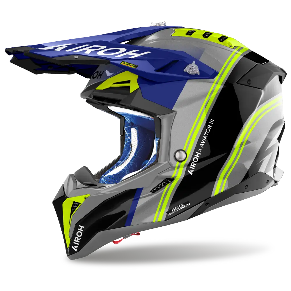 AIROH AVIATOR 3 HIMA BLUE GLOSS | Procycles Motorbike Shop